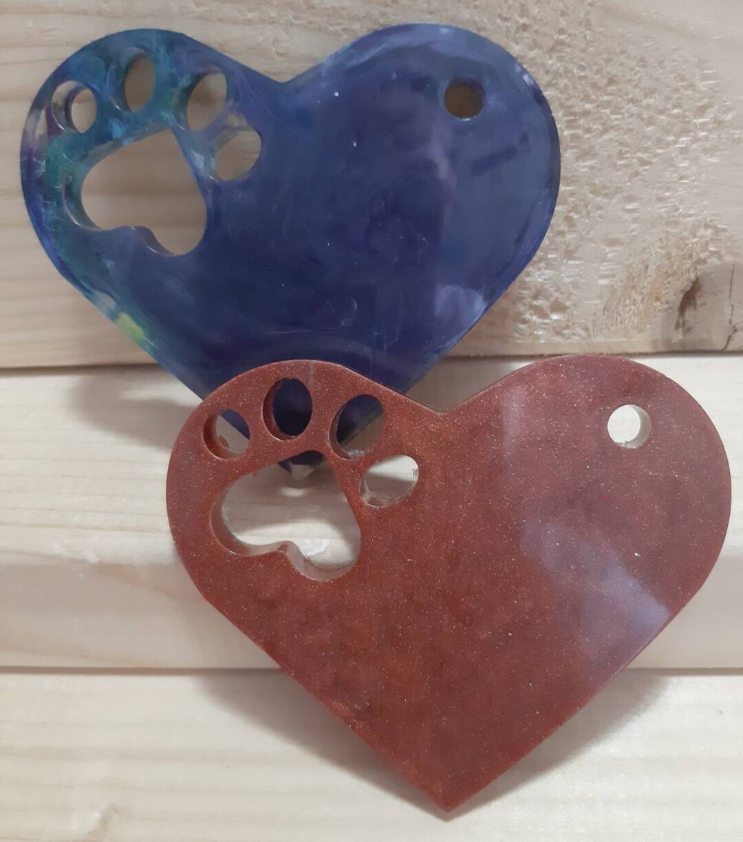 Resin Pet Memory Paw Print Set in Heart Keepsake - Etsy