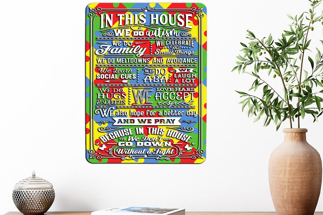 Autism House Sign | House Rules Wall Hanging | Special Needs Awareness ...