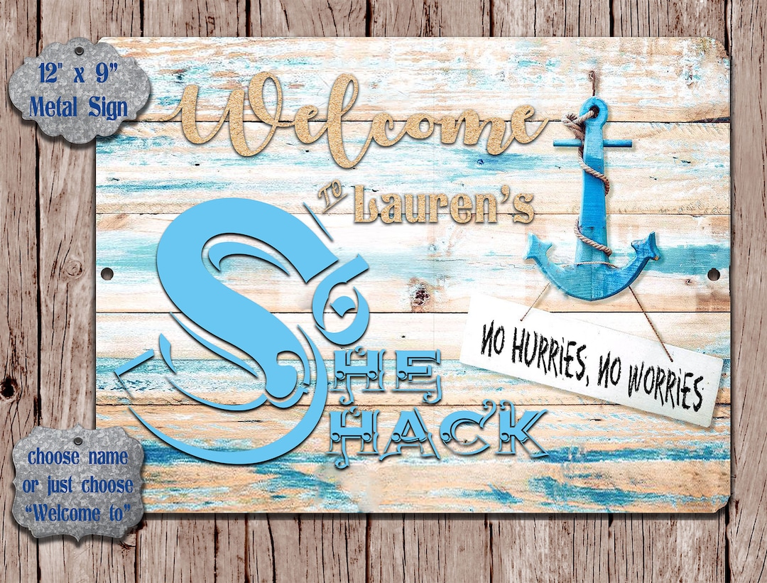 Beach House She Shack Sign | Personalized Tropical - Nautical Aluminum ...