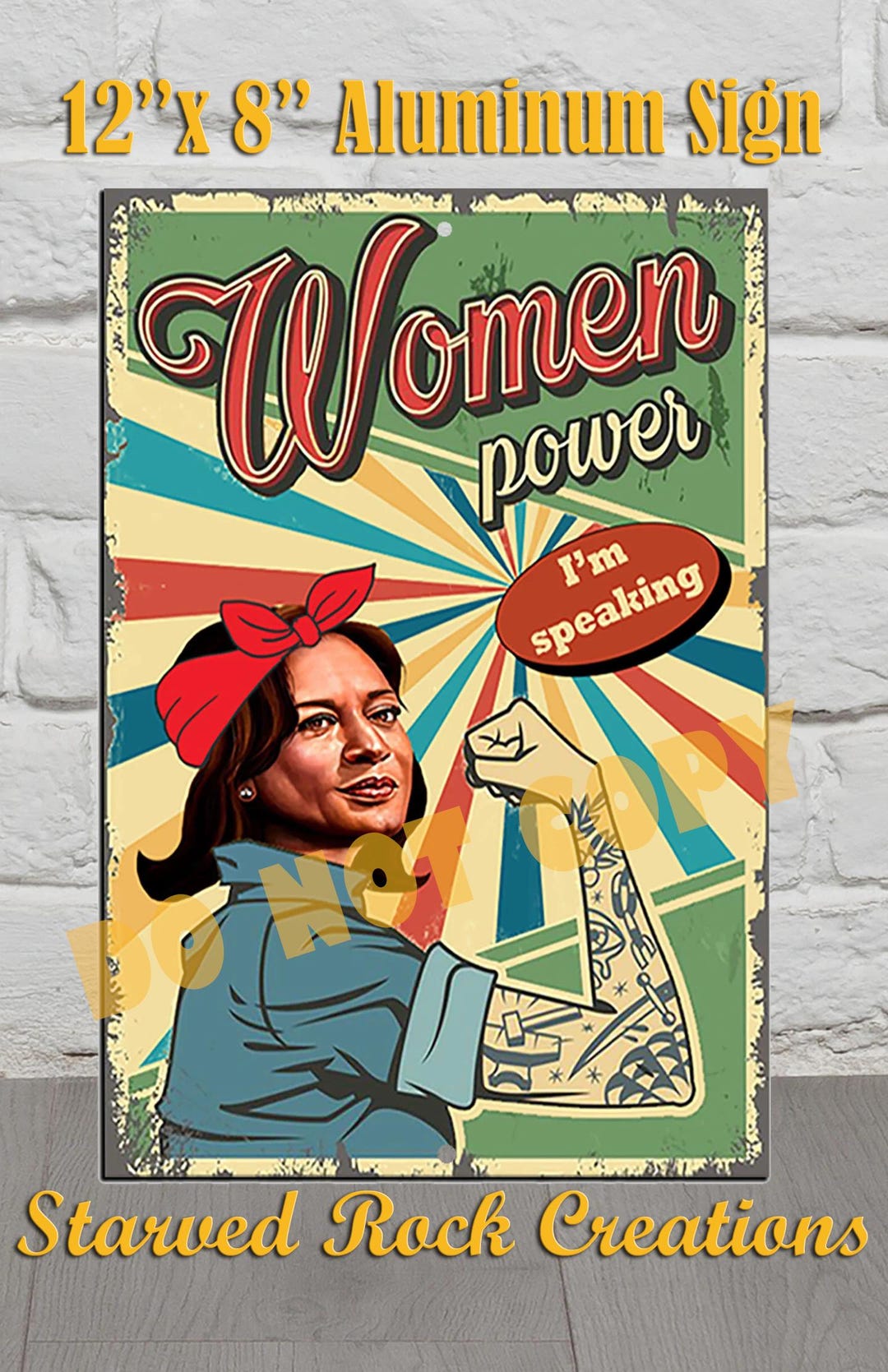 Kamala Harris VP Rosie the Riveter Strong Woman 12 x 8 Metal Sign Wall ...