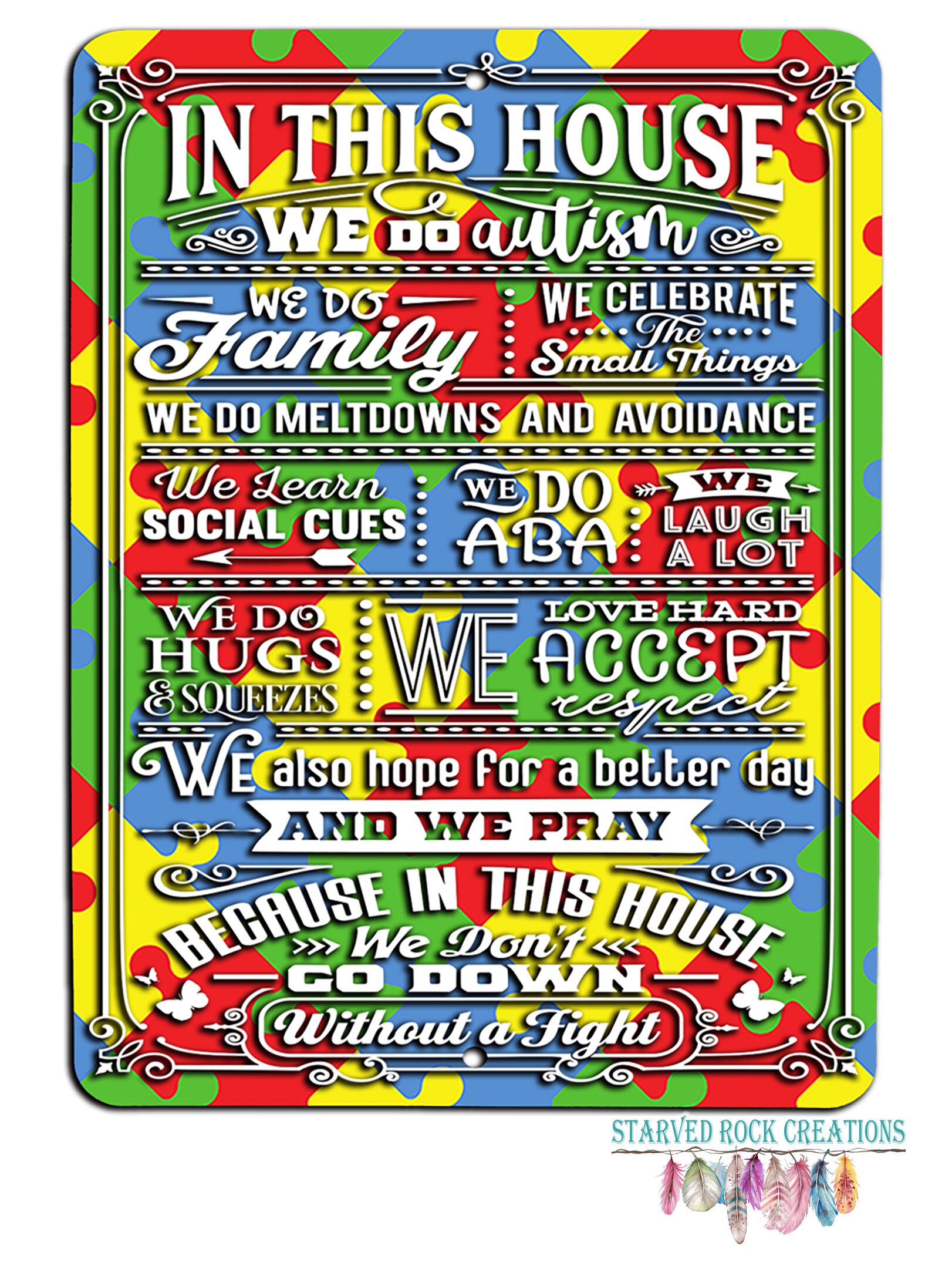 Autism House Sign | House Rules Wall Hanging | Special Needs Awareness ...