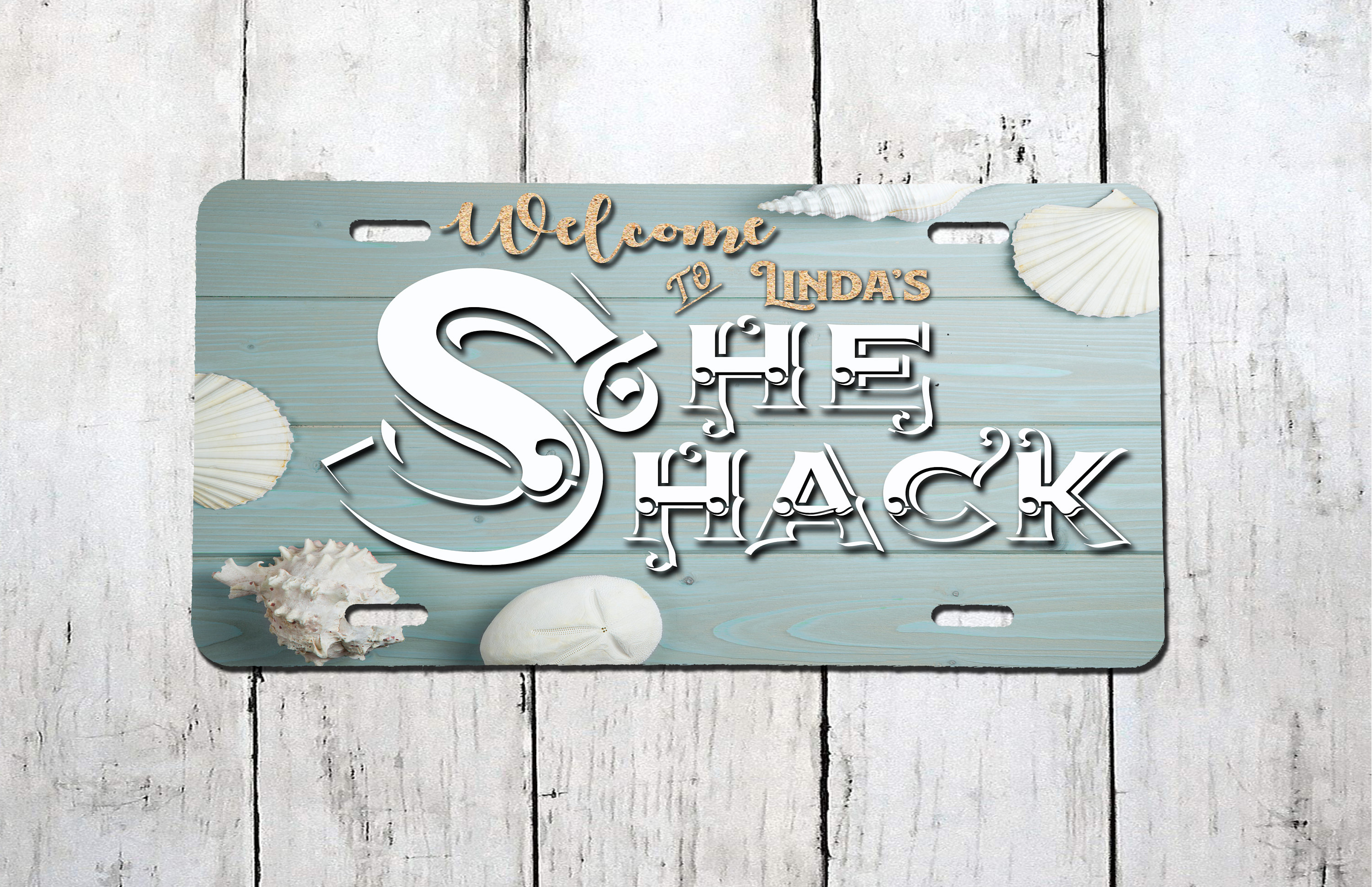 She Shack Beach Bungalow | Personalized Tropical - Nautical Aluminum ...