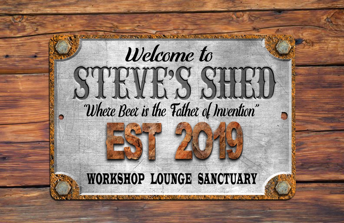 Man Cave Shed Garage Sign Personalized Vintage Look | Etsy