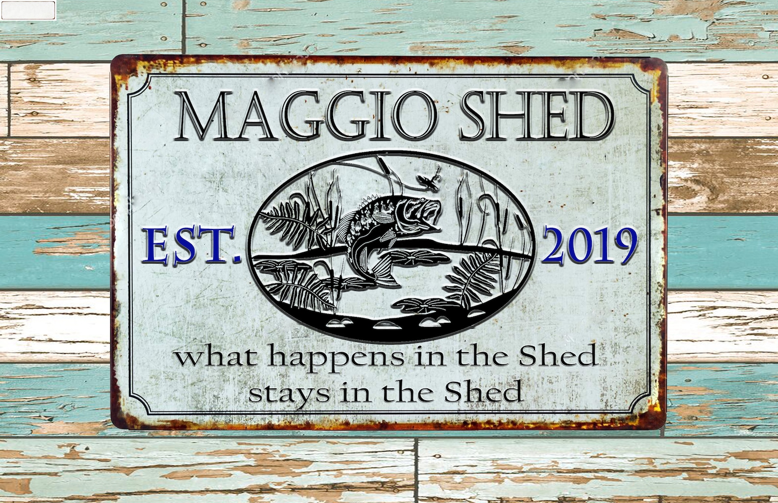 Man Cave Shed personalized sign fishing metal sign Customize | Etsy
