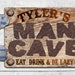 Man Cave Shed Garage Sign Personalized Vintage Look Customize Your Own ...