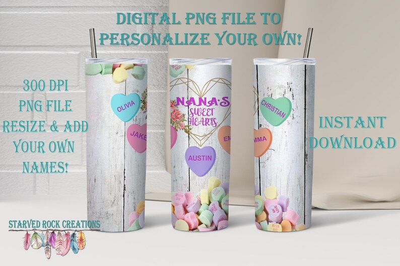 Candy Hearts Personalized Digital PNG File Instant Download - Etsy