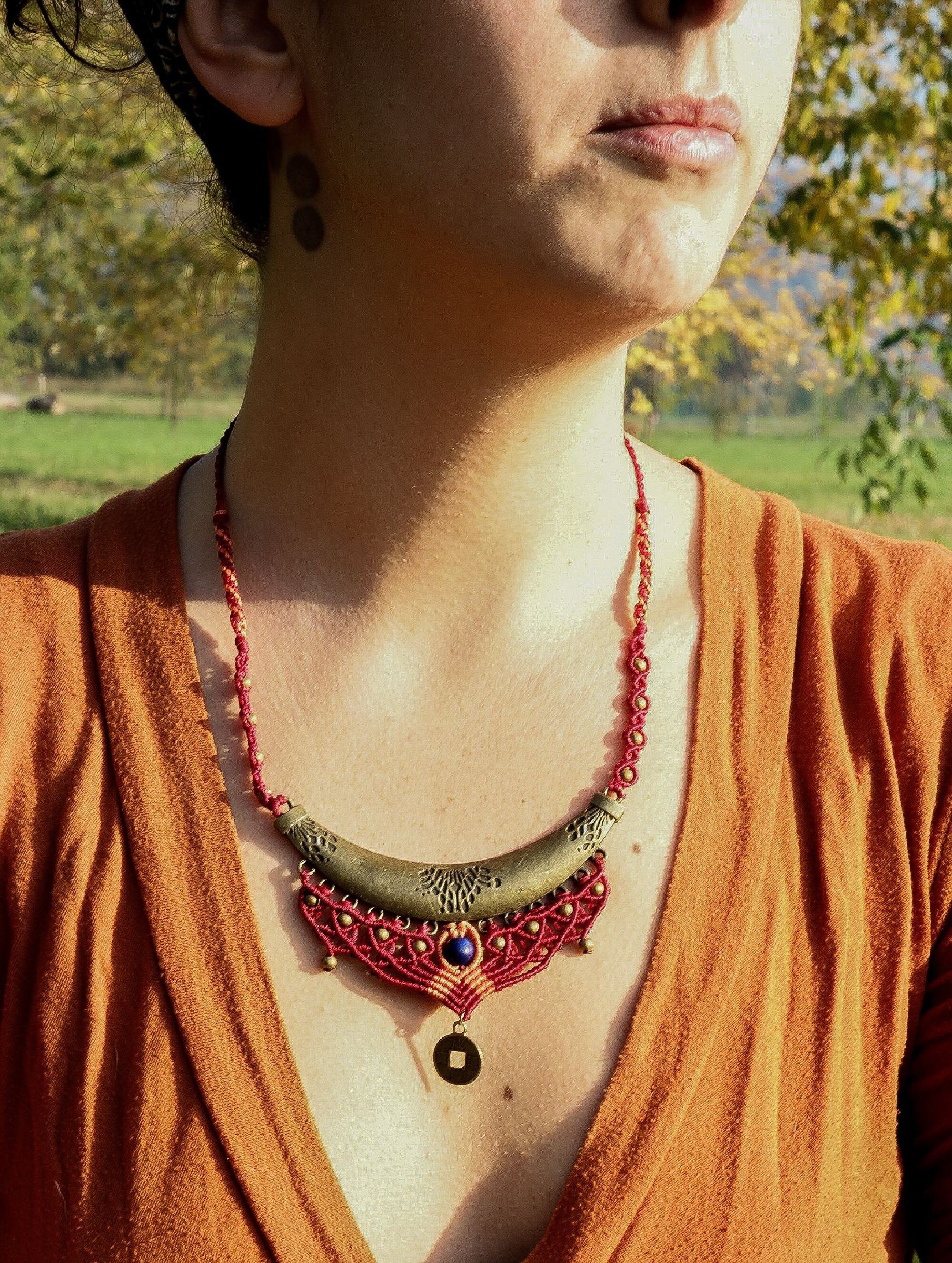 Collana Boho in Macramè, Collane Fatte a Mano, Macramè Fatto a Mano ...