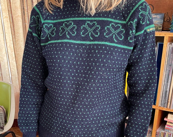 Vintage Irish Wool Blarney Castle Sweater With Green Shamrocks - Etsy