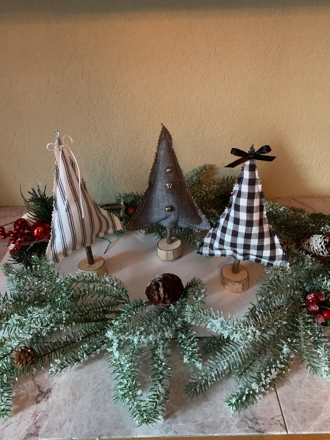 Fabric Christmas Trees, Stuffed Christmas Trees on a Stand - Etsy