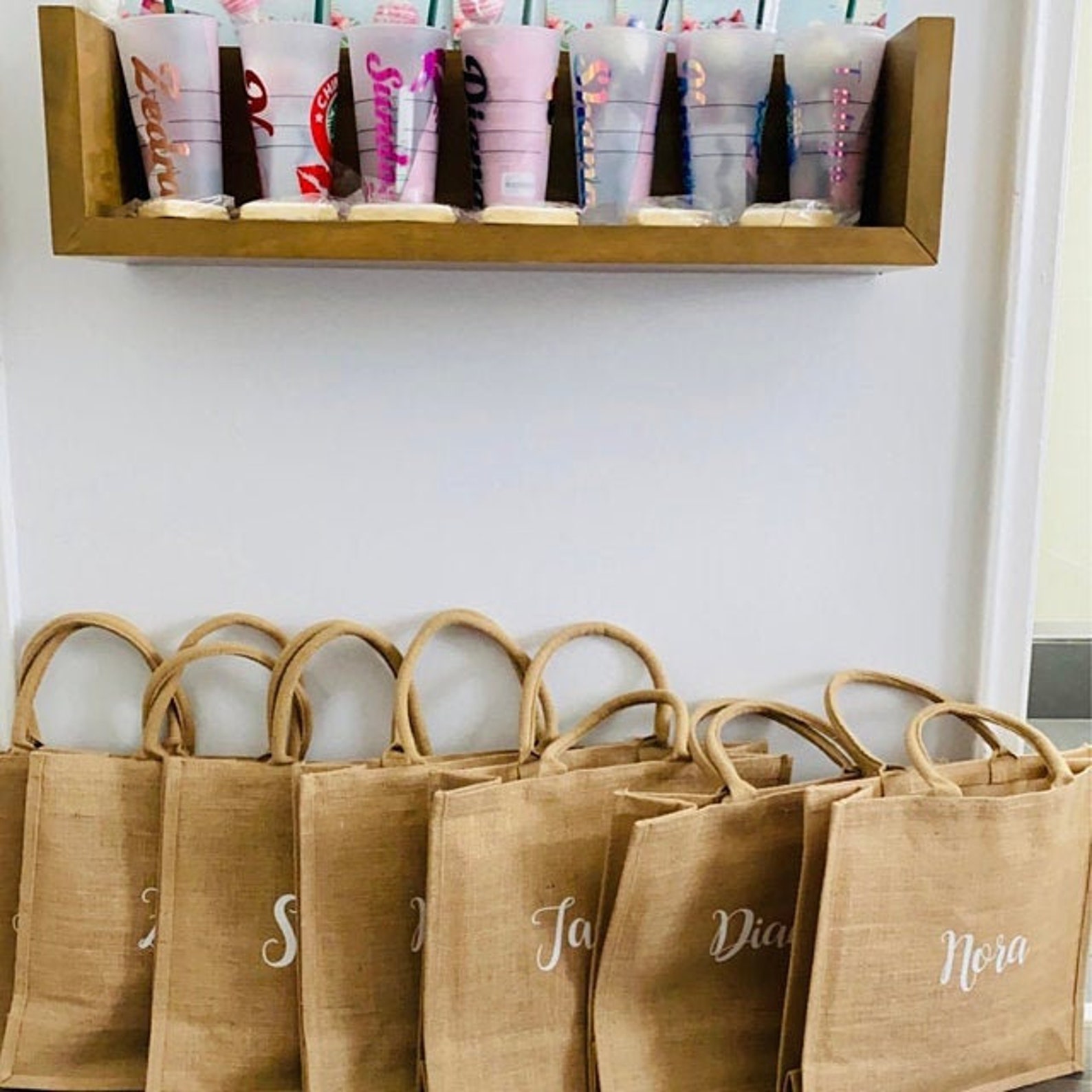 Jute Bag Personalized Tote Bag Jute Gift Bag Natural Jute | Etsy