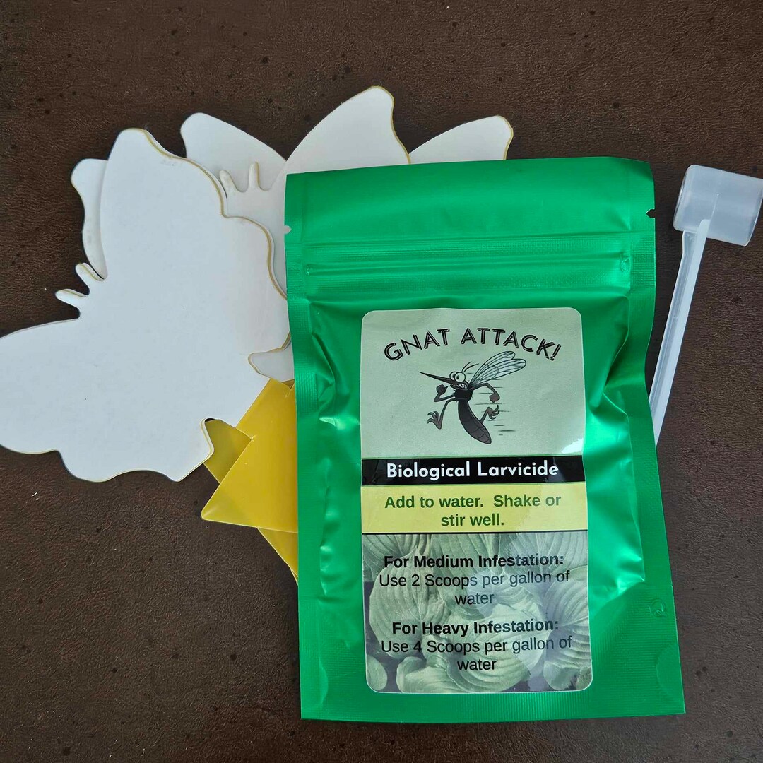 GNAT ATTACK PACK Fungus Gnats Biological Larvicide Sticky Traps ...