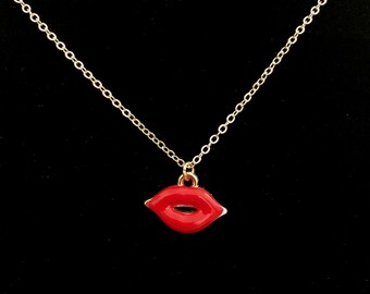 Red Lips Necklace | Etsy