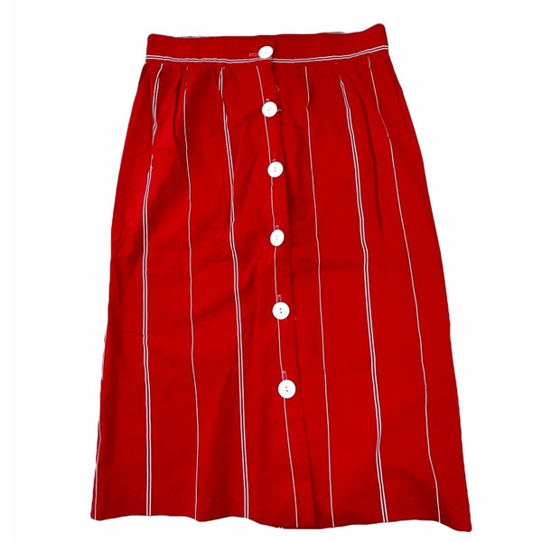 Red and White Striped Skirt - Etsy