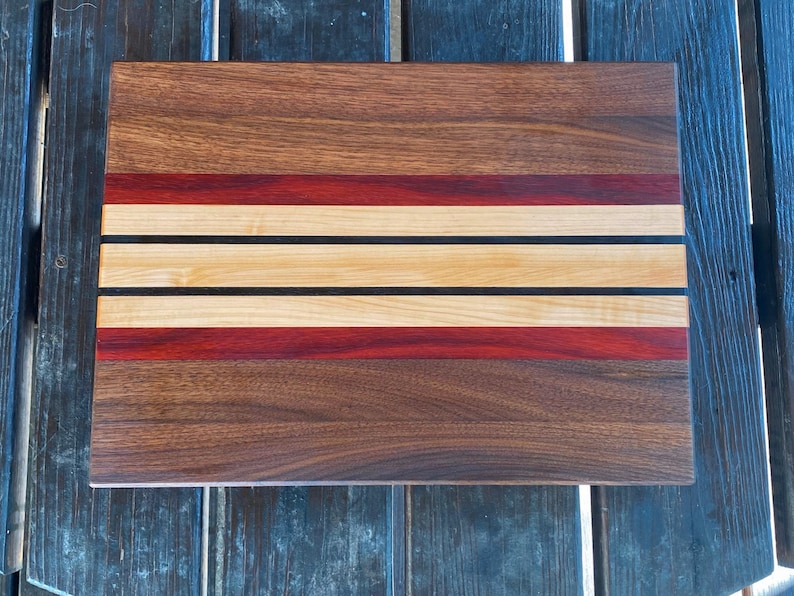 Large Handcrafted Artisan Cutting Board, Multi Species, Exotic Hardwood ...