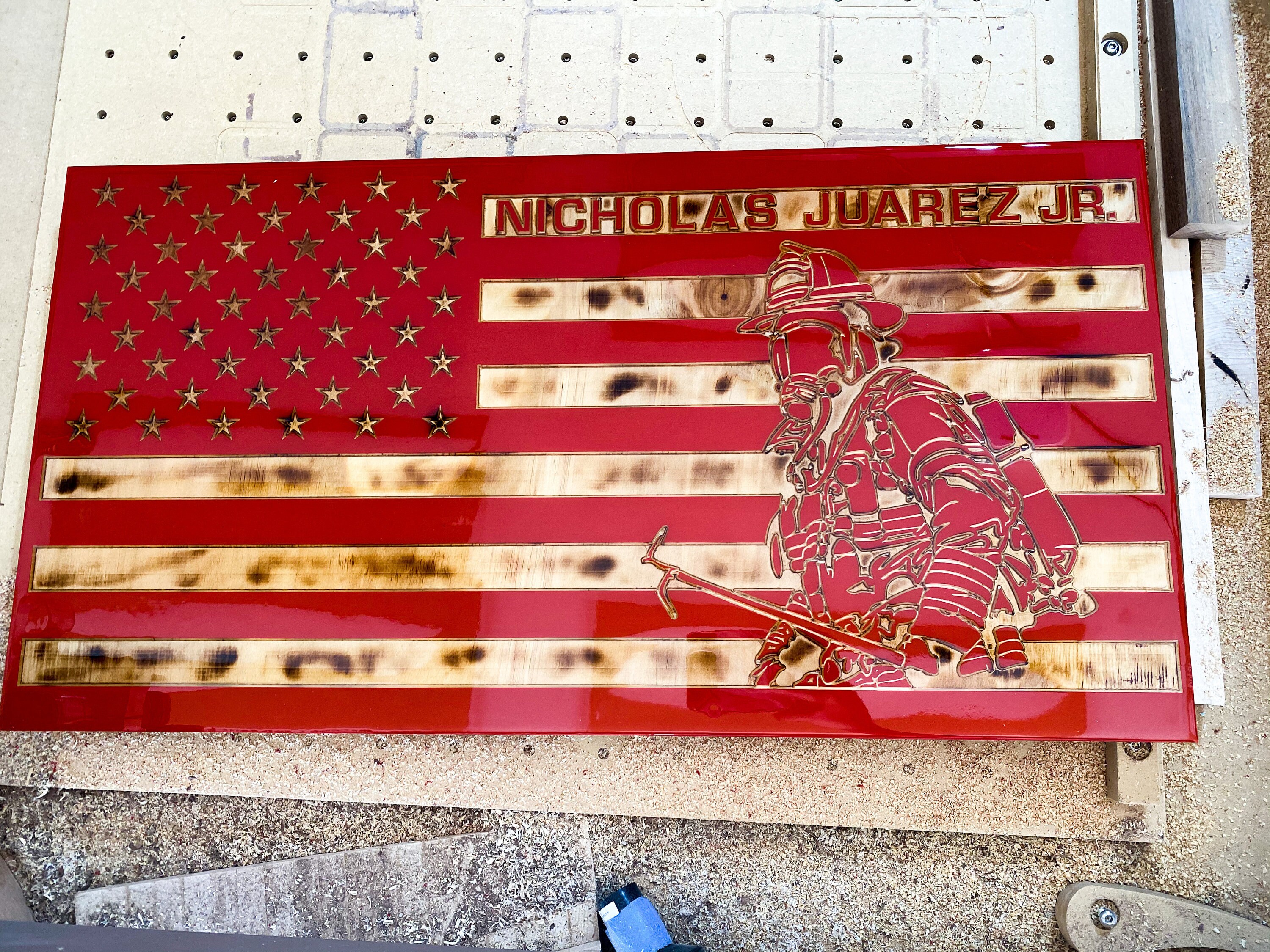 Firefighter Flag Sign Personalized Firefighter Gift Red | Etsy