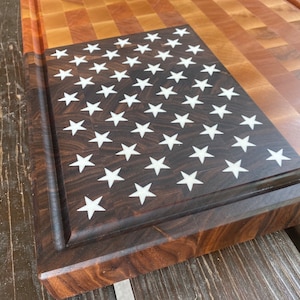 American Flag Cutting Board, End Grain Chopping Block, Personalized ...
