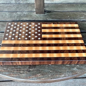 American Flag Cutting Board, End Grain Chopping Block, Personalized ...