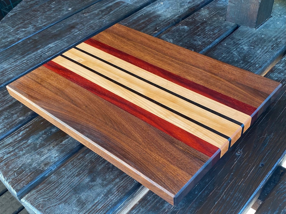 Large Handcrafted Artisan Cutting Board, Multi Species, Exotic Hardwood ...