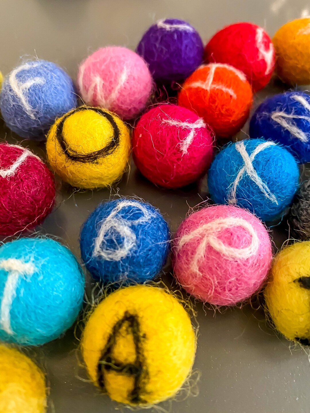 Needle Felted Alphabet Balls Letter Balls Montessori - Etsy