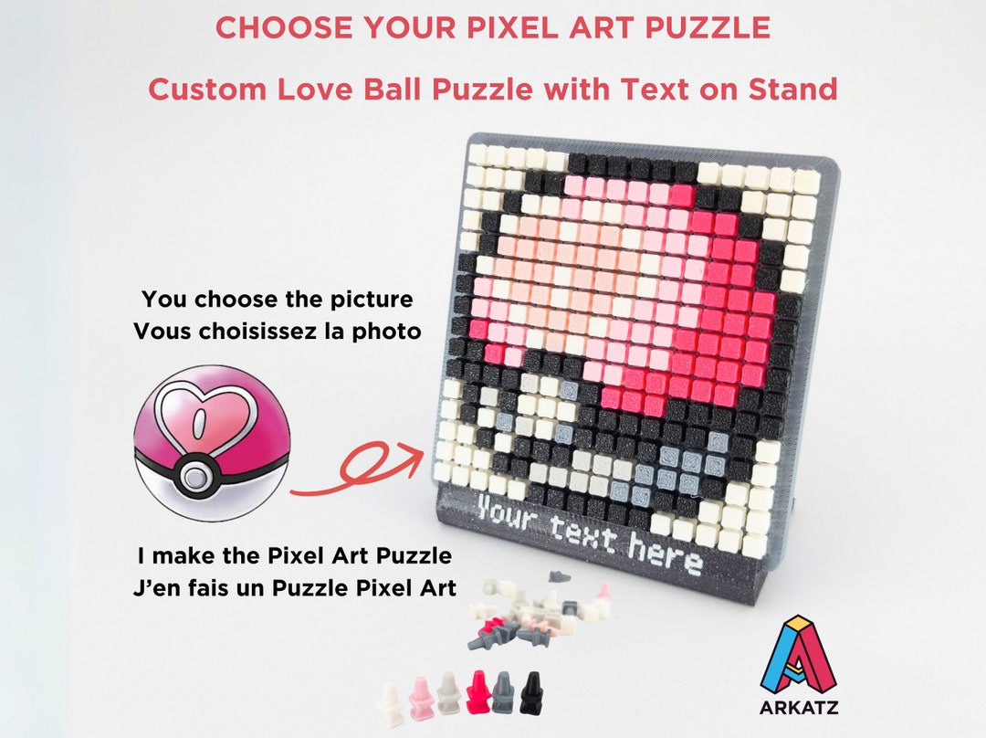 CUSTOMIZABLE Love Ball Pixel Art Puzzle With Text on Stand ...