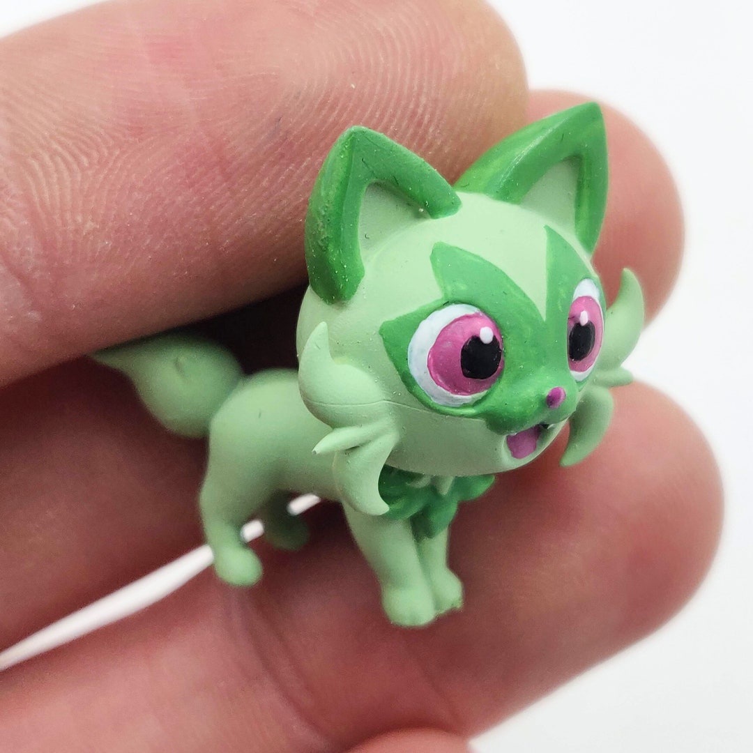 Custom Sprigatito Figure, Handmade Shiny Pokémon Miniature, Painted ...