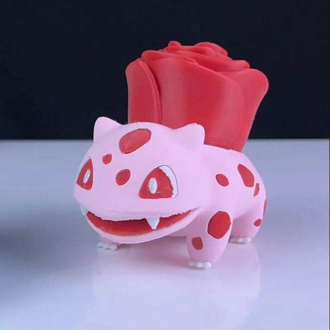 Custom Rose Bulbasaur Figure, Handmade Shiny Pokémon Miniature, 3D ...