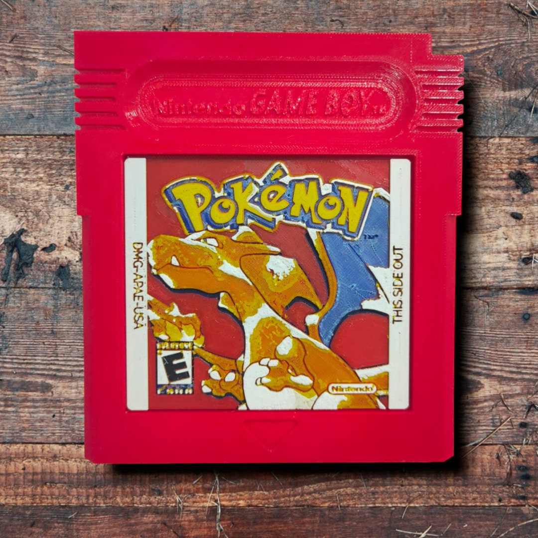 Giant 15cm Pokémon Red Cartridge Wall Art, Custom Text Stand Hook, Gen ...