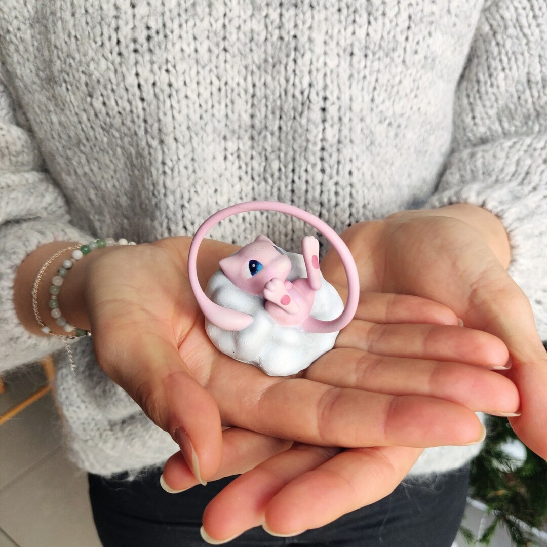 Custom Cloud Mew Figure, Handmade Shiny Pokémon Miniature, Painted ...
