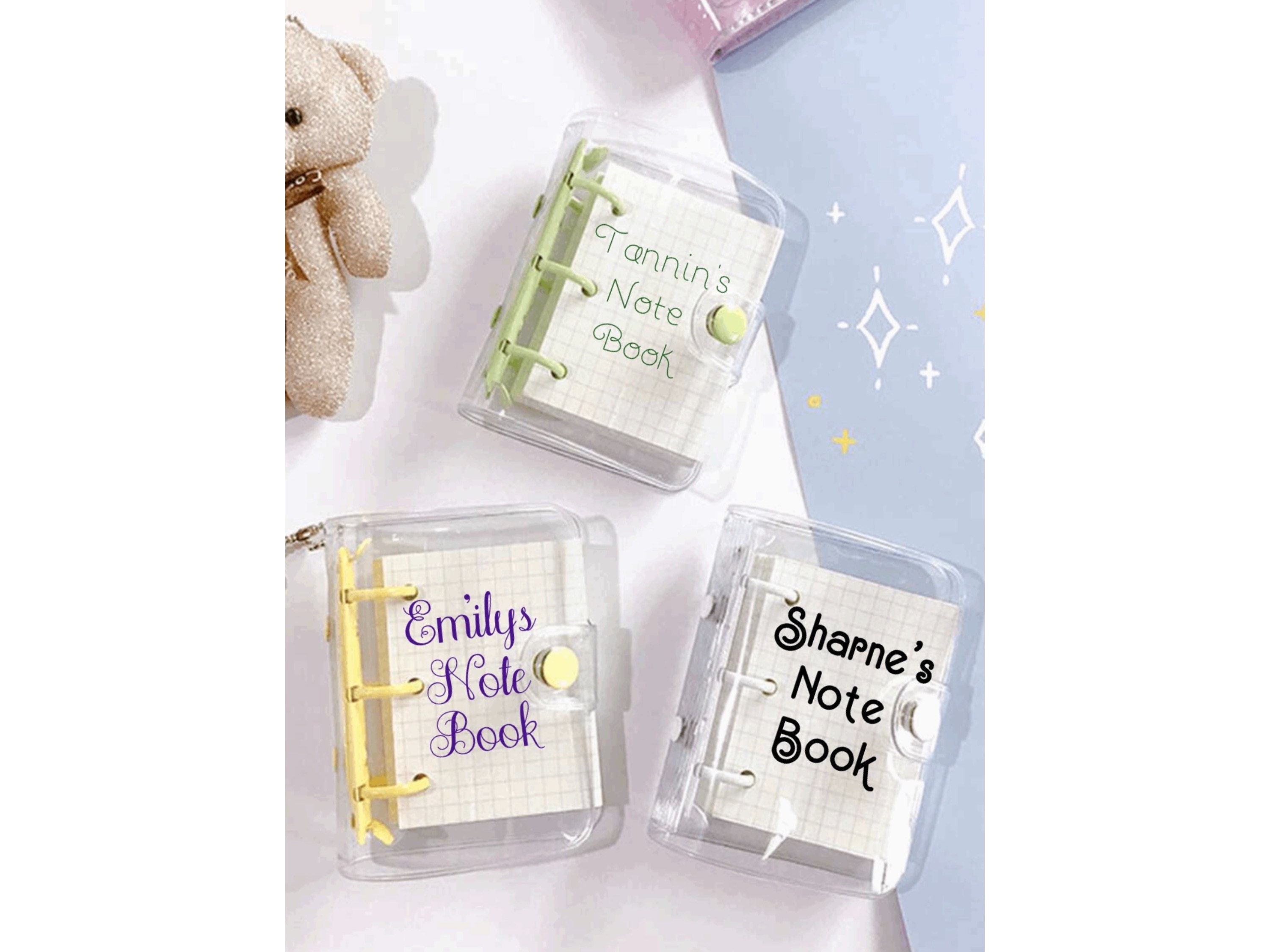 Personalised Mini Clear Cover Note Book Mini Clear Cover | Etsy UK