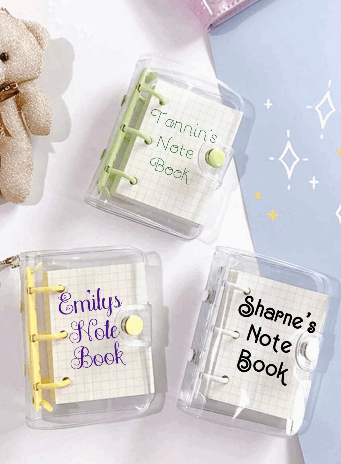 Personalised Mini Clear Cover Note Book Mini Clear Cover - Etsy UK
