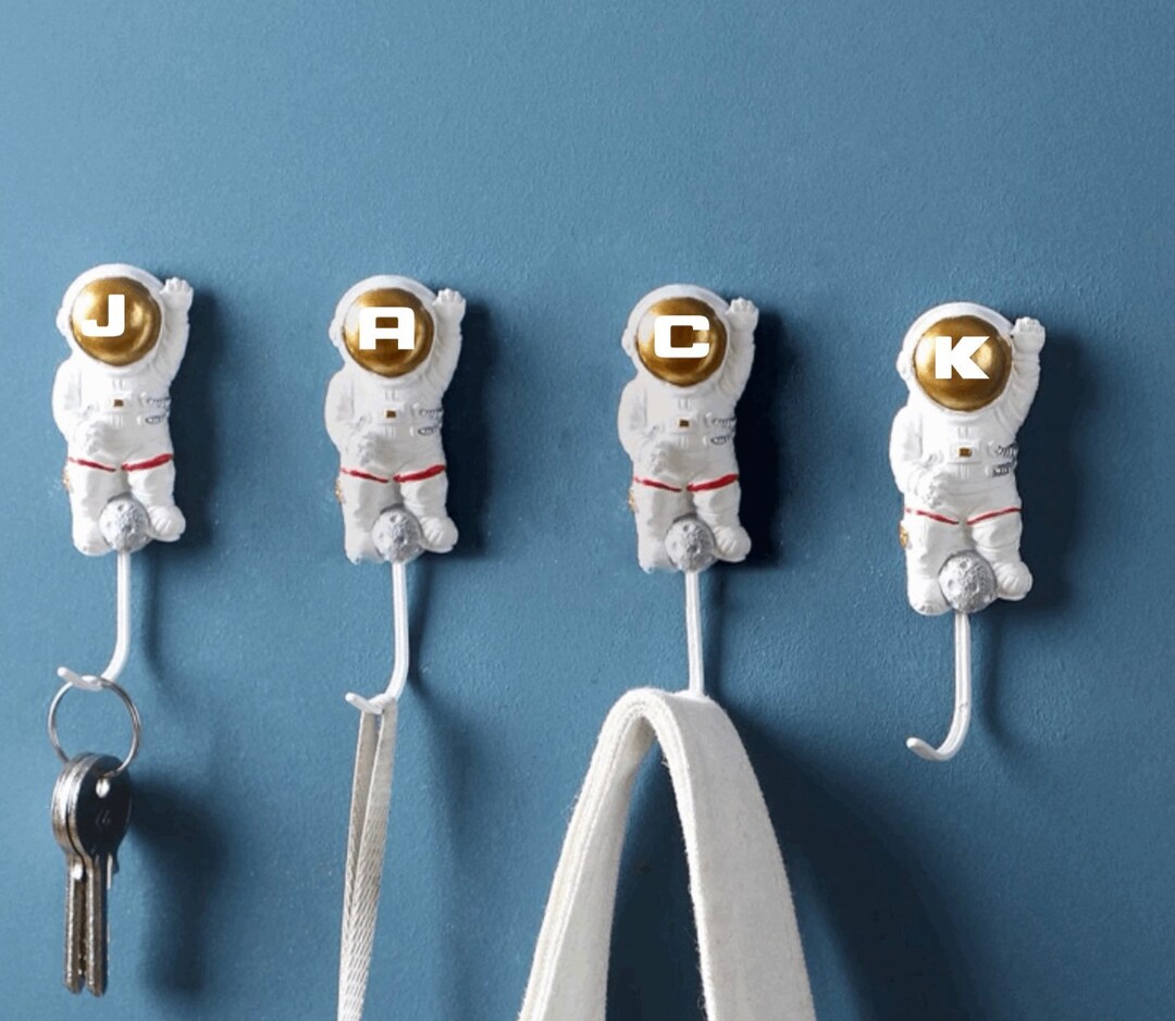 Personalised Astronaut on Moon Wall Hook, Space Man on Moon, Boys Room ...