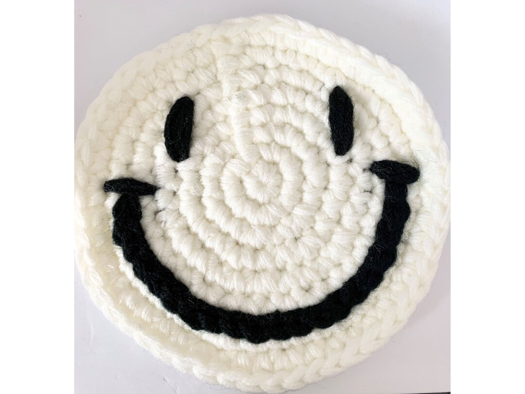 Smiley Face Large Crocheted Coasters, Emoji Coaster, Gift for Mum, Hot ...