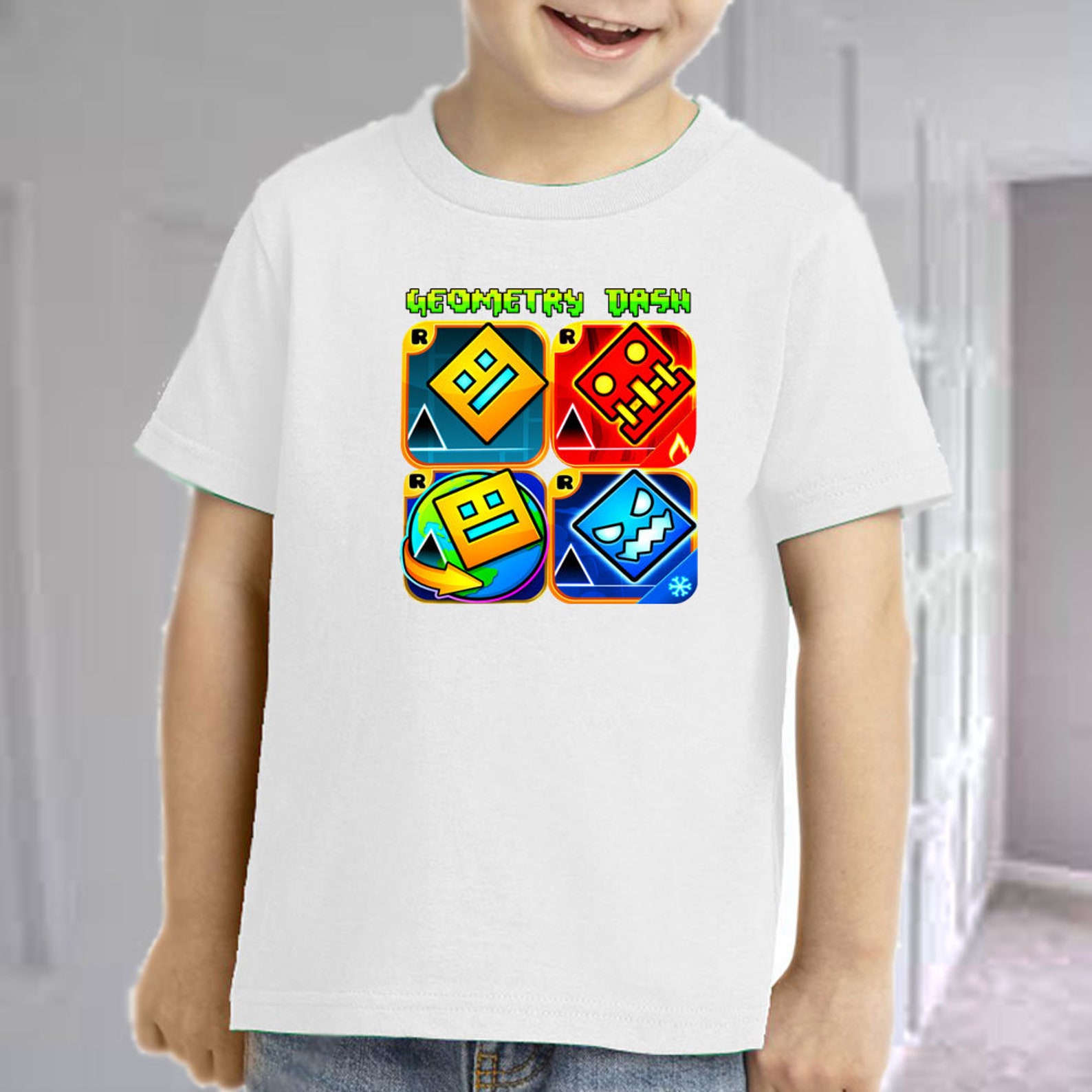 Geometry Dash Kid Geometry Dash Gaming Tshirt Kid Youth Shirt | Etsy