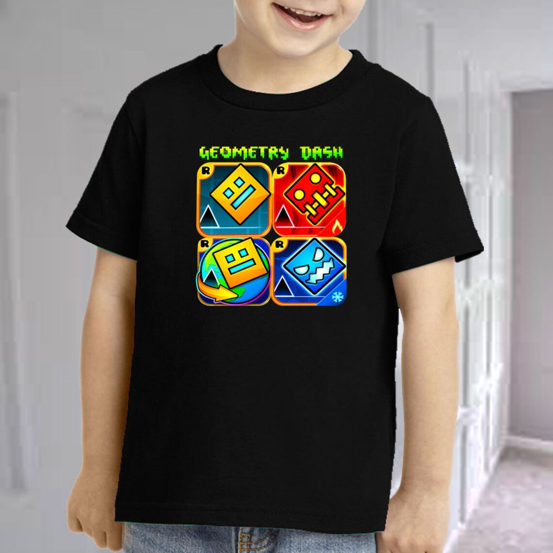 Geometry Dash Kid Geometry Dash Gaming Tshirt Kid Youth Shirt | Etsy France