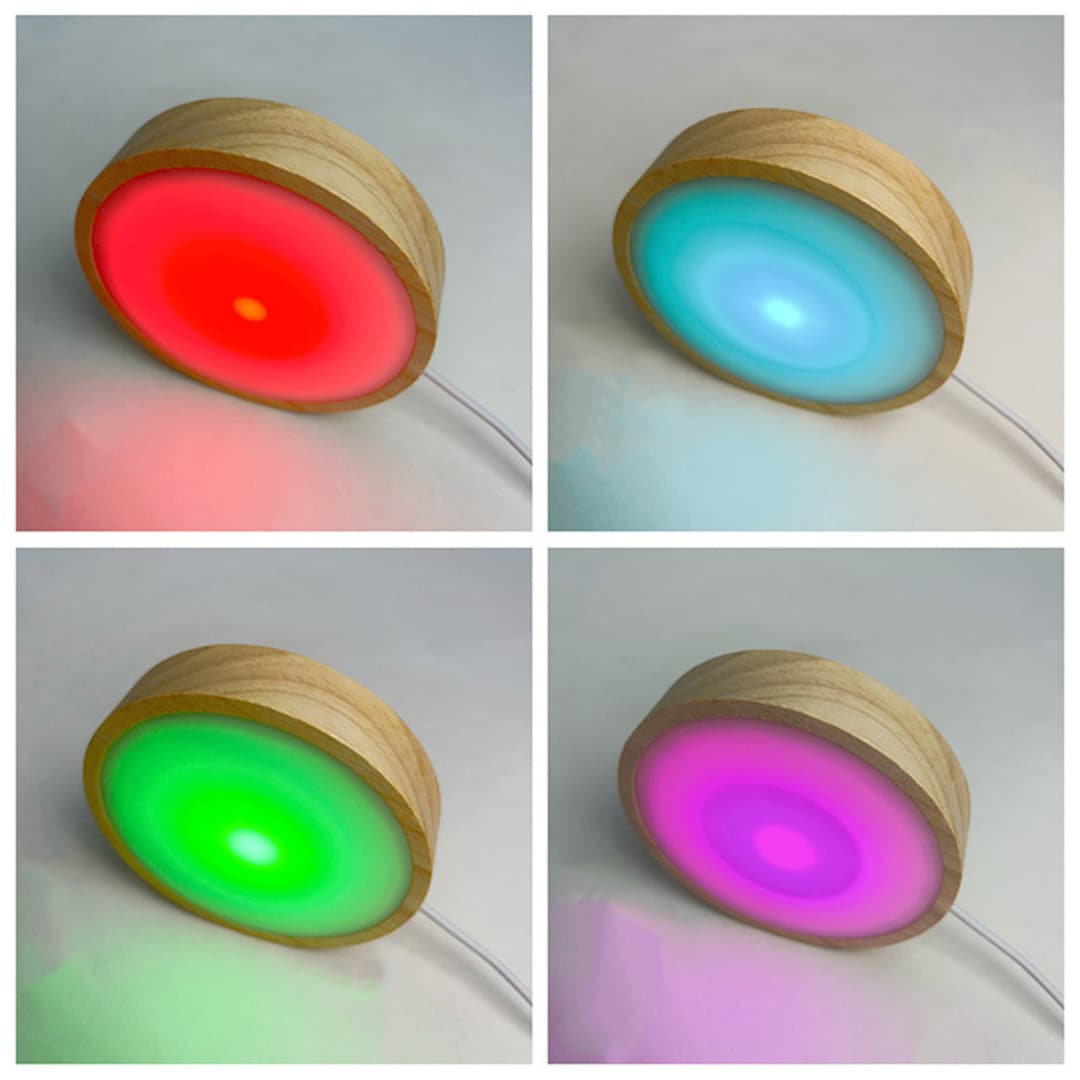 Round Design Wood Night Light Base for Crystal Art,resin Art Craft ...