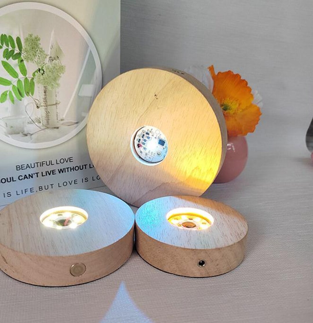Round DIY Wood Night Light Base Light Base for Crystal Art,resin Art ...