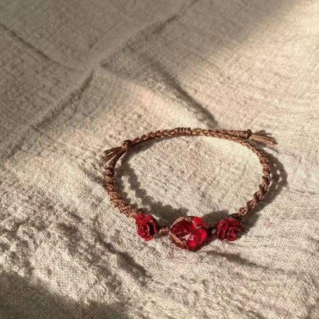 Made to Order- 1 Red Stone Design Handmade Braided Cage Stone Bracelet ...