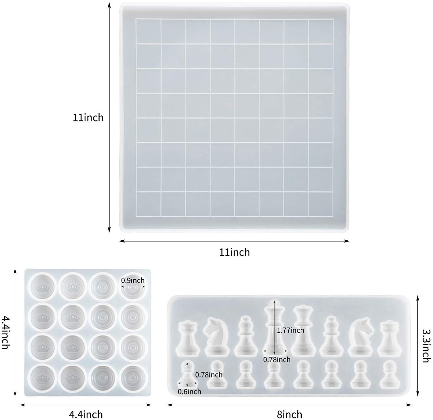 1 Set 3pcs Chess Checkers & Board Mold Crystal Epoxy Resin - Etsy
