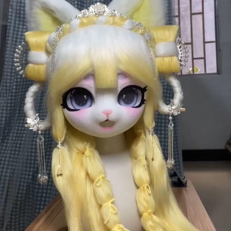 Custom Furry Head, Anime-style Fursuit Head With Fur Handmade Fursona ...