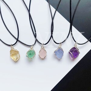 Made to Order - Different Color Stone Necklace , Quartz Raw Stone ...