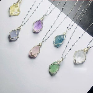 Made to Order - Different Color Stone Necklace , Quartz Raw Stone ...