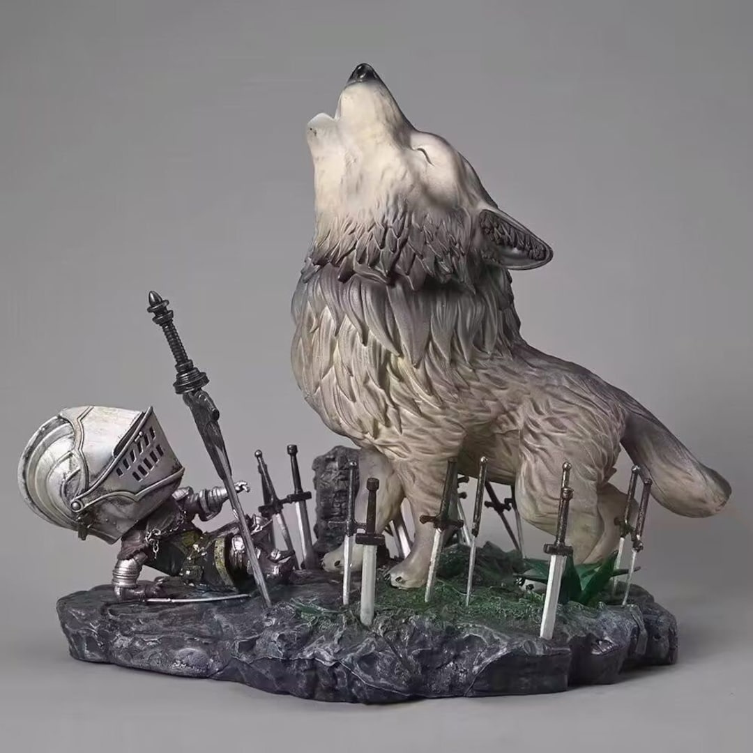 Resin Art Crafts-giant Wolf & Knight Garage Kit Game Figurine - Etsy