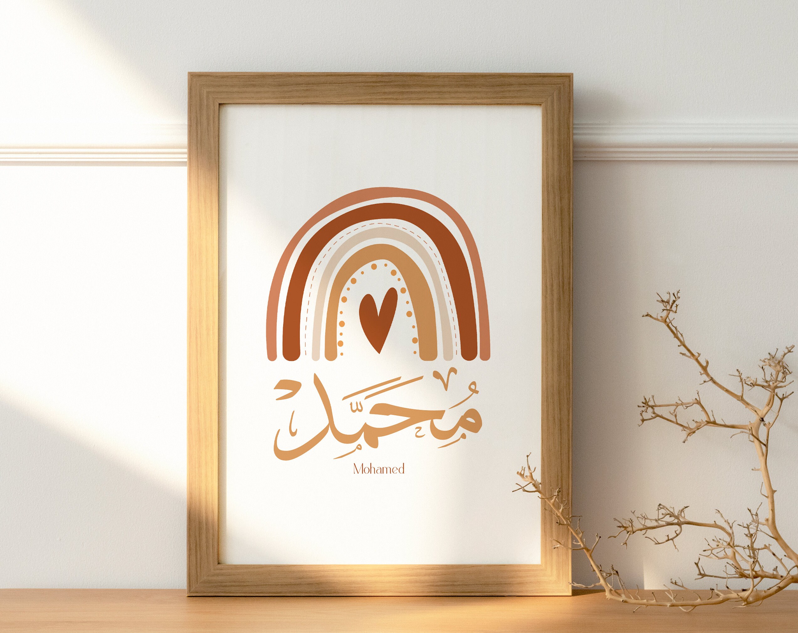 Arabic Calligraphy Names, Rainbow Personalized Gift, Nursery Prints ...