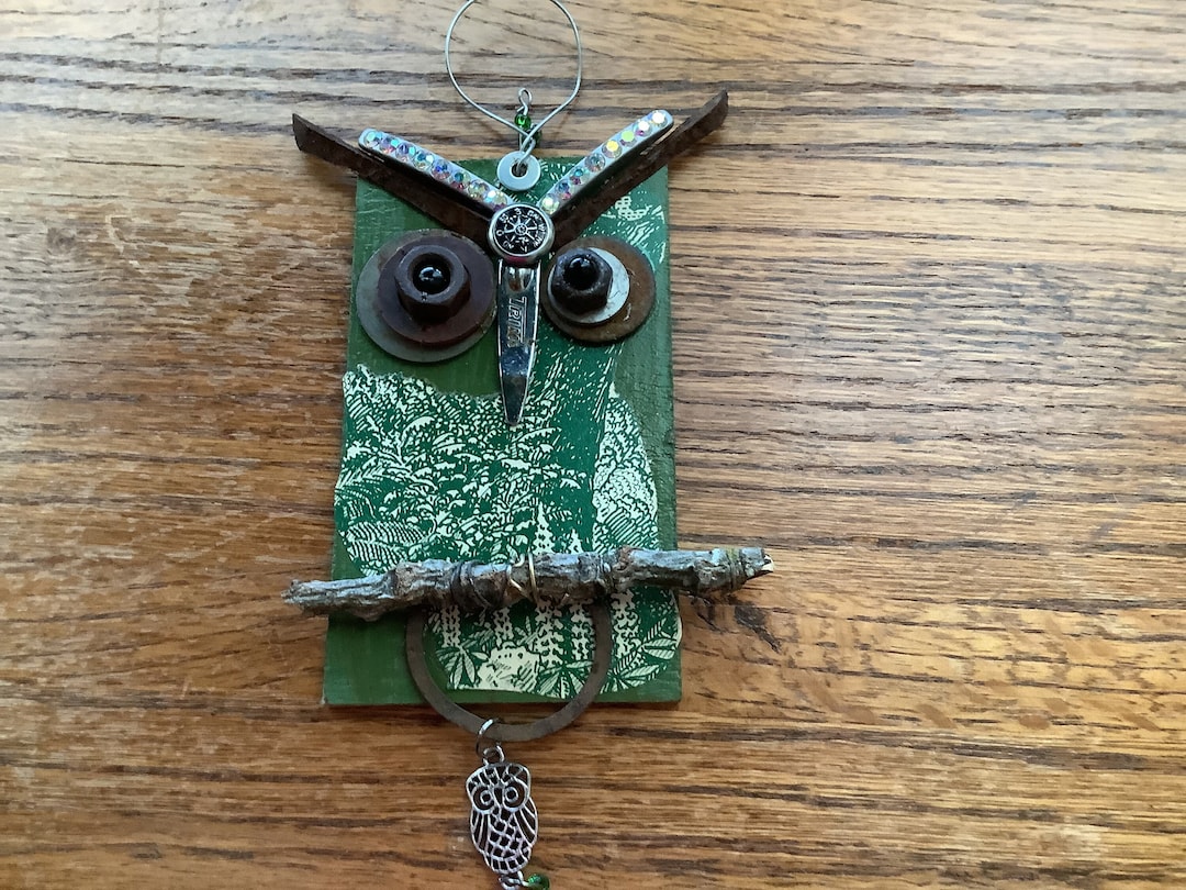 Found Object Owl Dangler - Etsy
