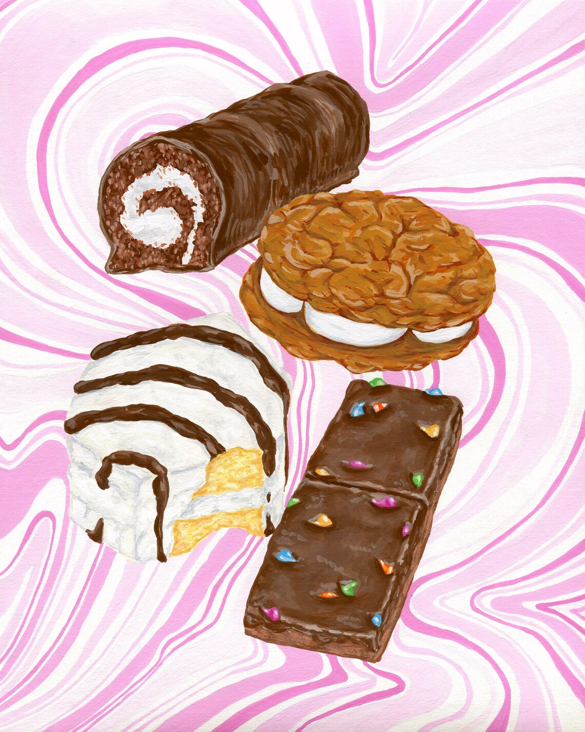 Snack Cakes Giclee Print Little Debbie Food Art Nostalgic | Etsy