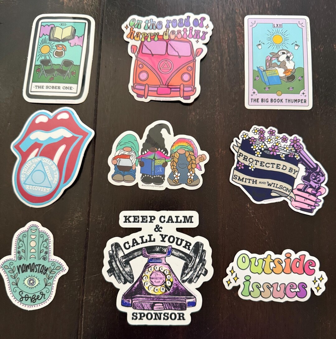 AA Sticker 9 Pack - Recovery Vinyl, Sobriety Stickers for Laptops ...