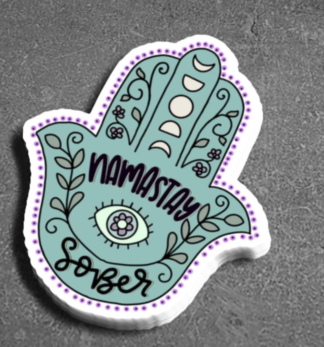 Namaste Sober Recovery Sticker, Vinyl AA Sobriety Stickers for Laptops ...