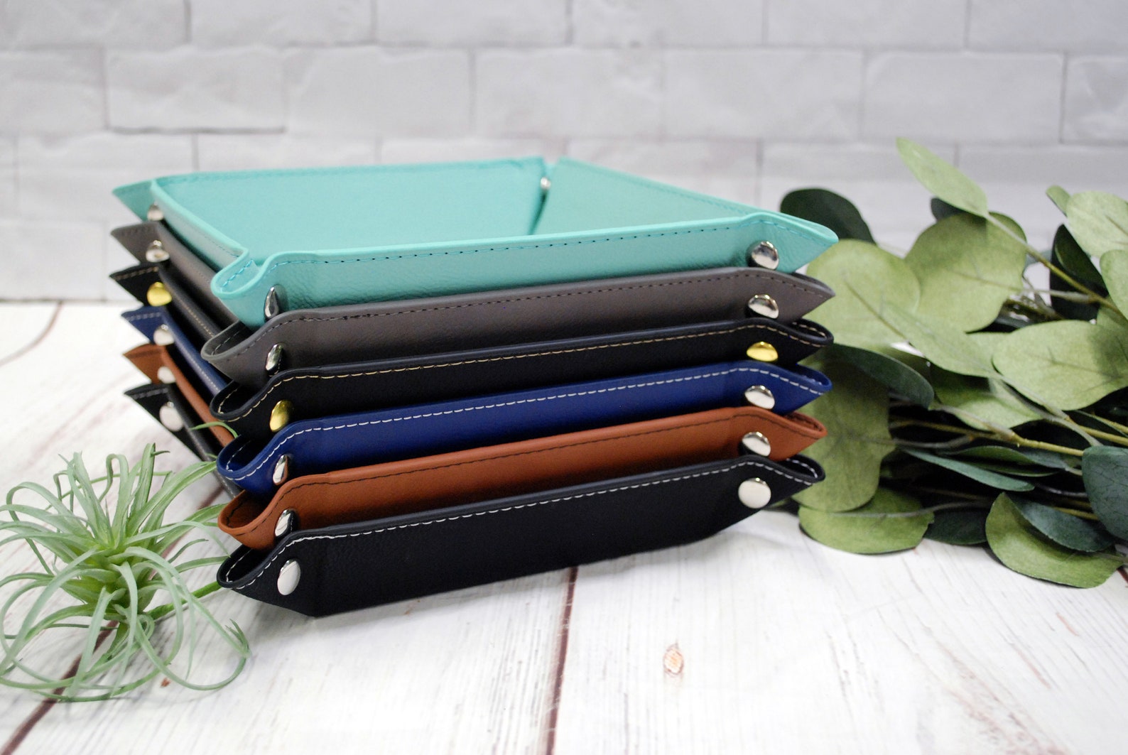 Custom Leather Engraved Catch Trays - Etsy