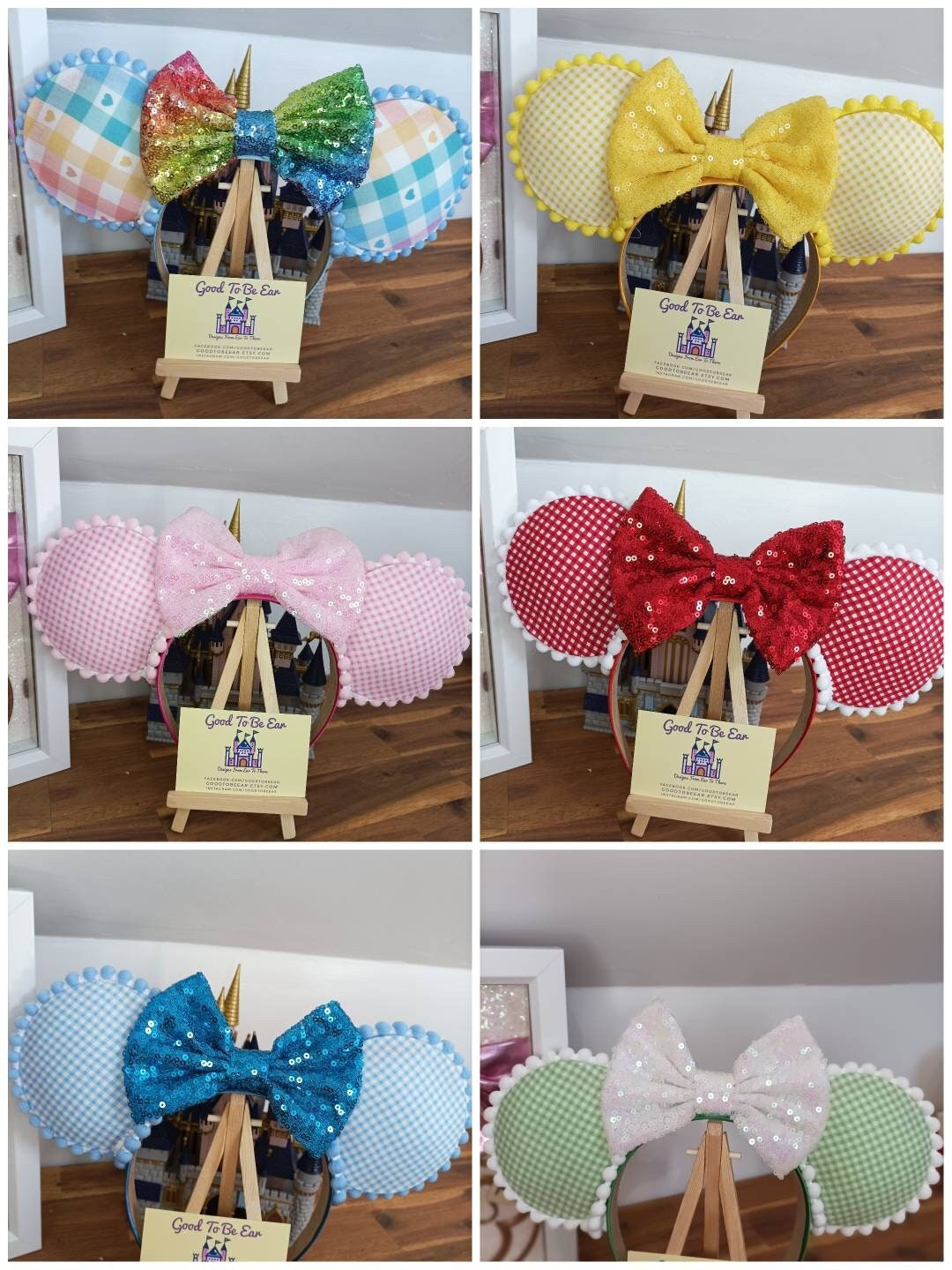 Gingham Disney Minnie and Mickey Inspired Mouse Style Ears - Etsy