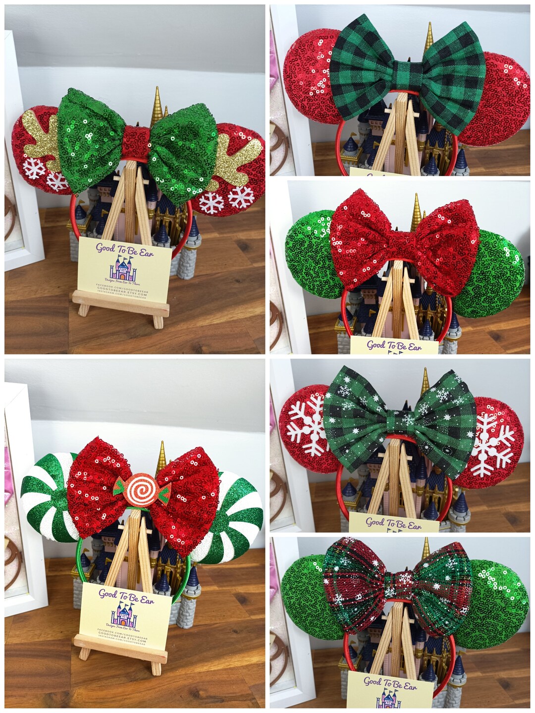 Christmas Reindeer Candy Cane Tartan Disney Minnie and Mickey Inspired ...
